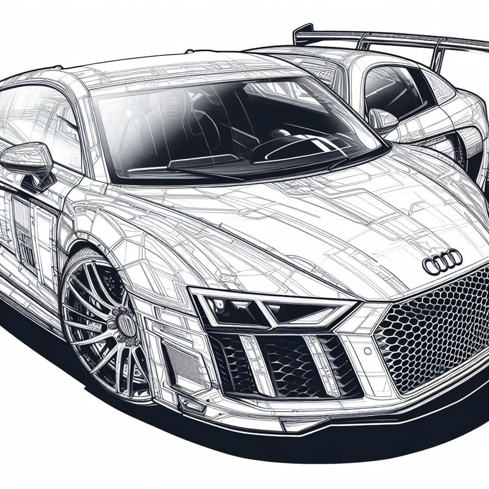 Audi R8 20 Coloring Pages - Etsy