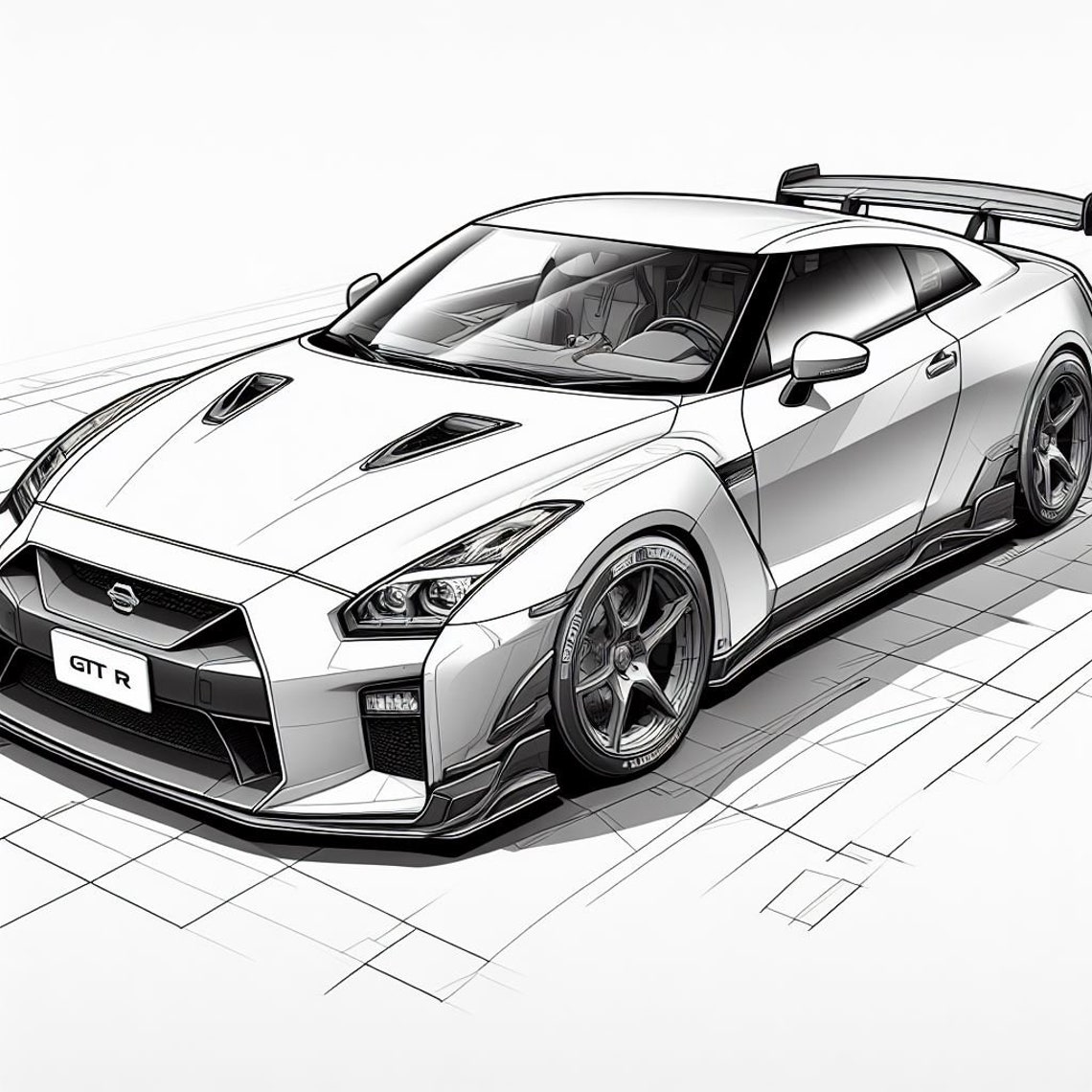 Dibujos de Nissan GT-R 20 para colorear - Etsy España