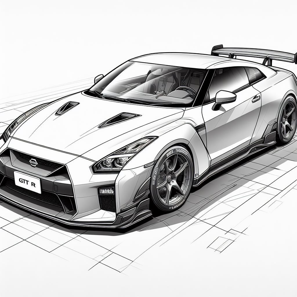 Nissan GT-R 20 Coloring Pages - Etsy