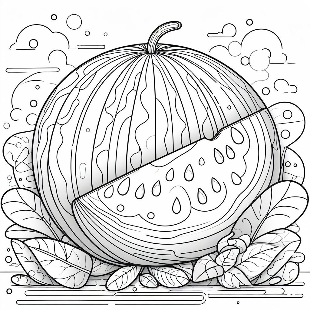 Watermelon Coloring Pages - Etsy