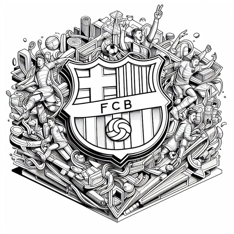 FC Barcelona Coloring Pages - Etsy