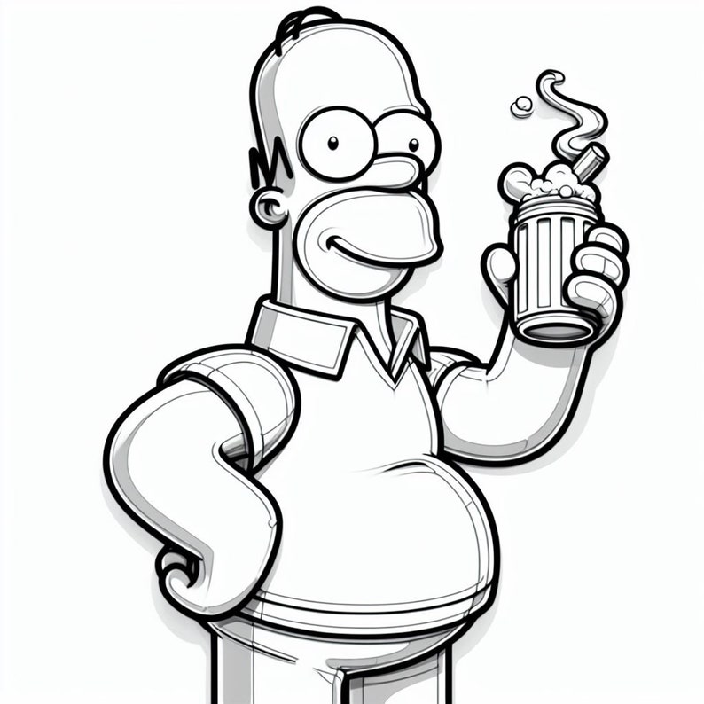 Homero Simpson 20 dibujos para colorear - Etsy México