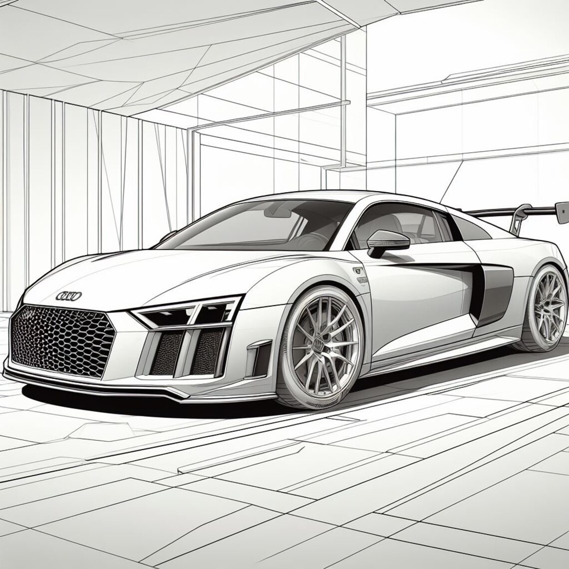 Audi R8 20 Coloring Pages - Etsy