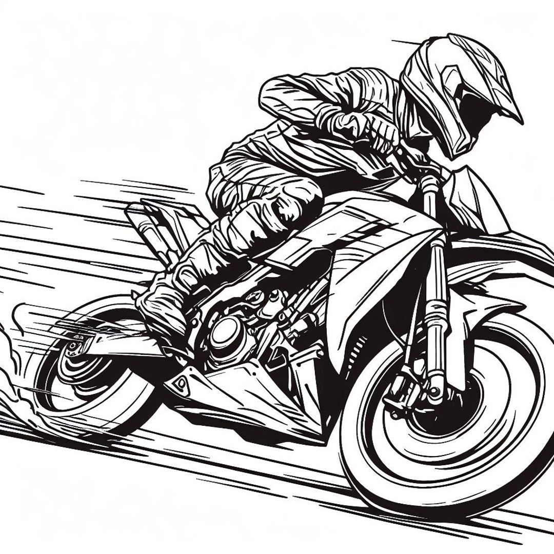 Motorcycle Rider Coloring Pages - Etsy