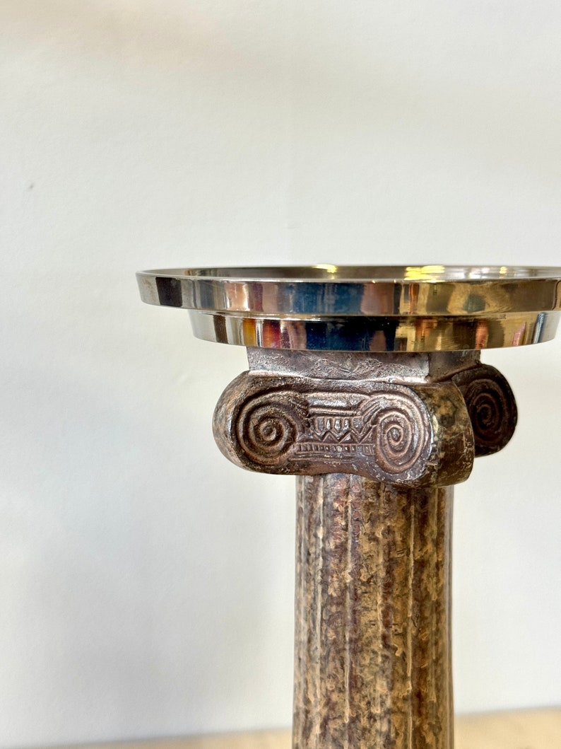 Pair Vintage Faux Stone Grecian Style Column Iron Candle Holders - Etsy