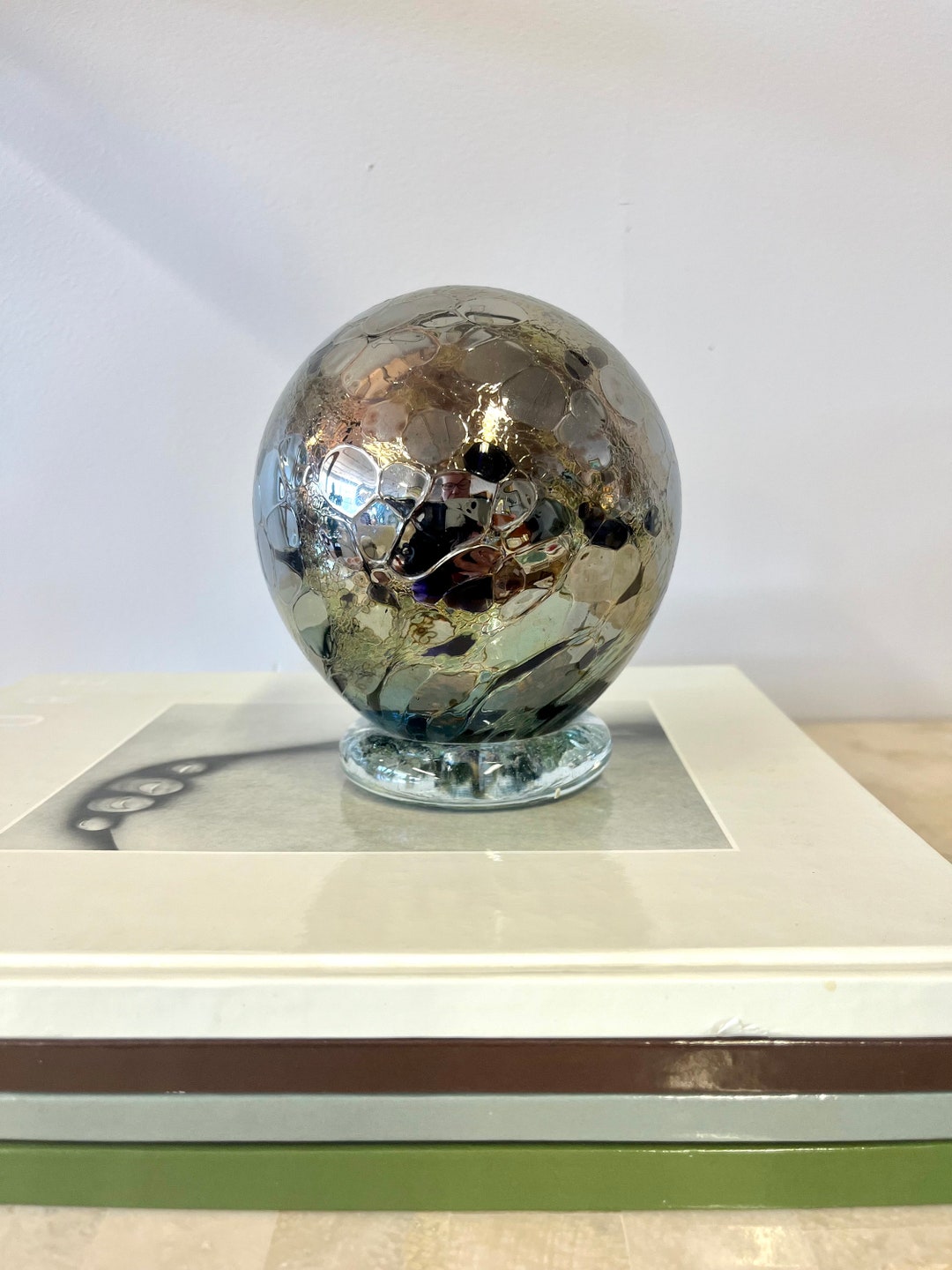 Vintage Art Glass Sphere Paperweight - Etsy