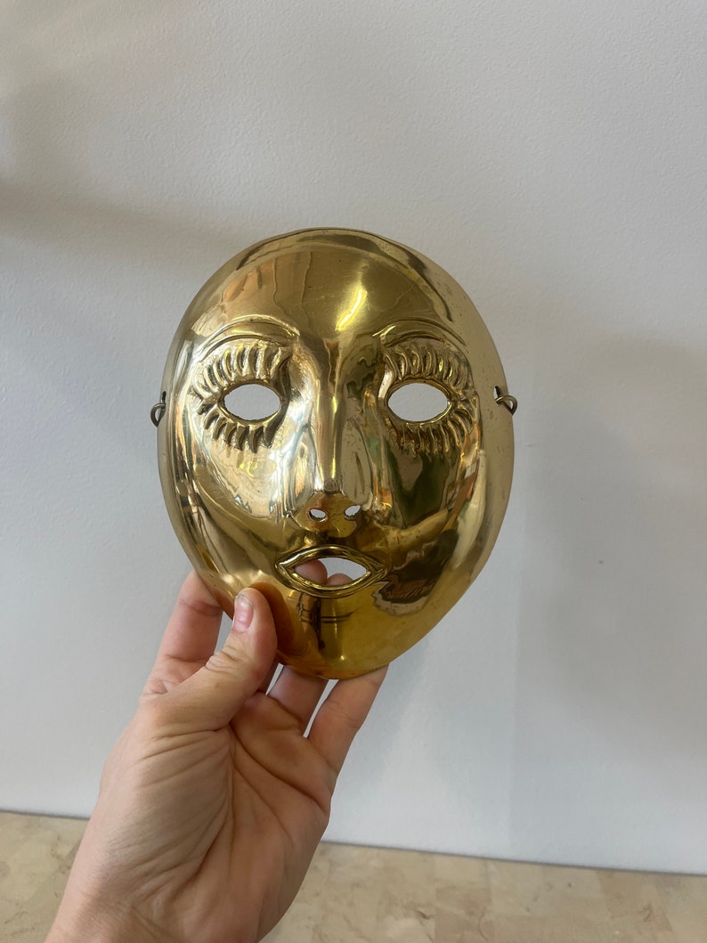 Vintage Hanging Brass Mask - Etsy