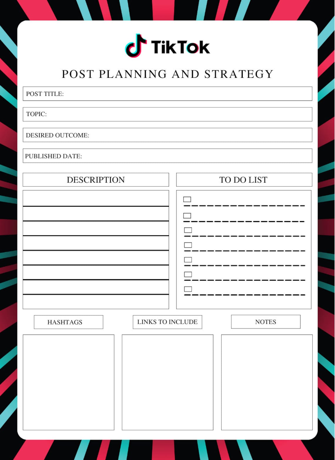 Digital and Editable Tiktok Daily Growth Checklist Tiktok Planner ...
