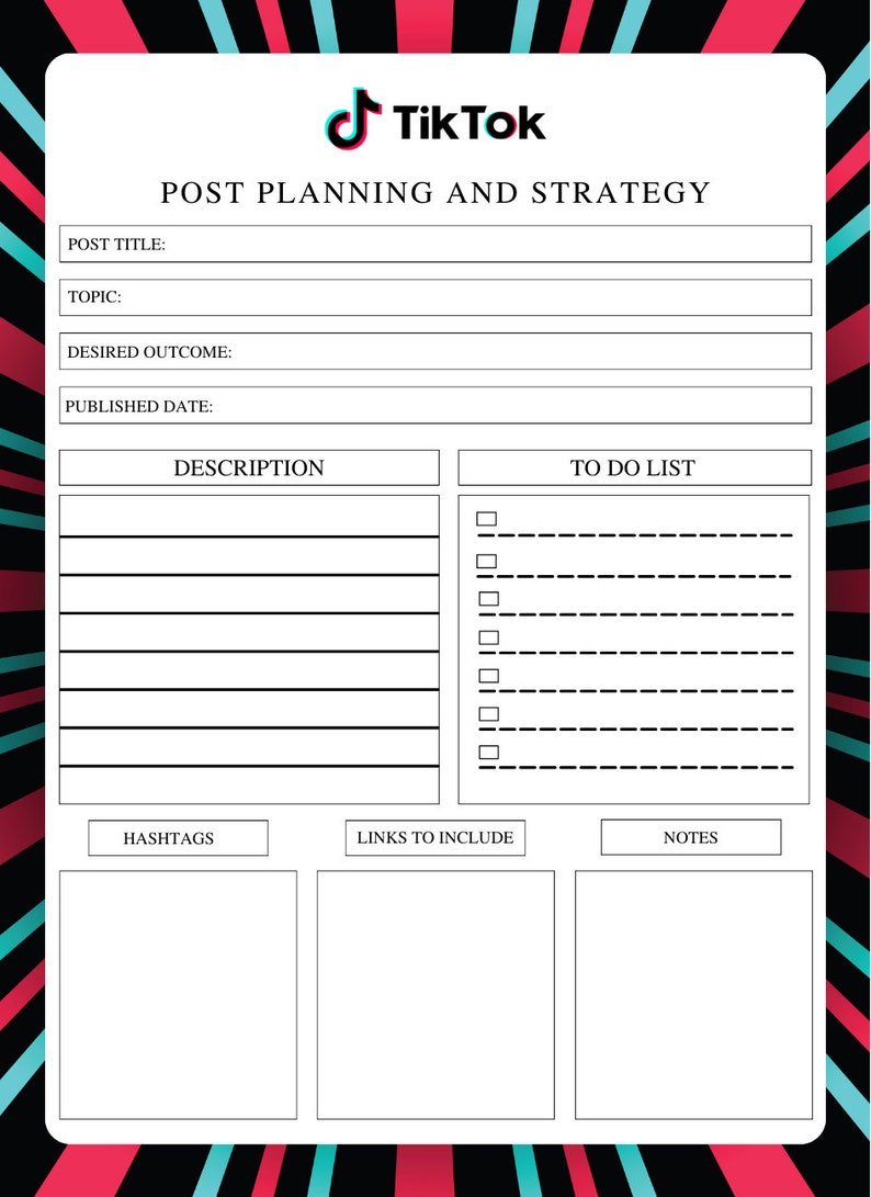 Digital and Editable Tiktok Daily Growth Checklist Tiktok Planner ...