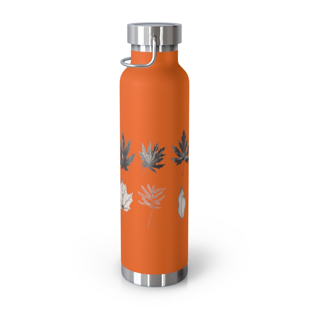 Orange Fall Leaves Insulated Water Bottle, Illustration Autumn Leaves ...