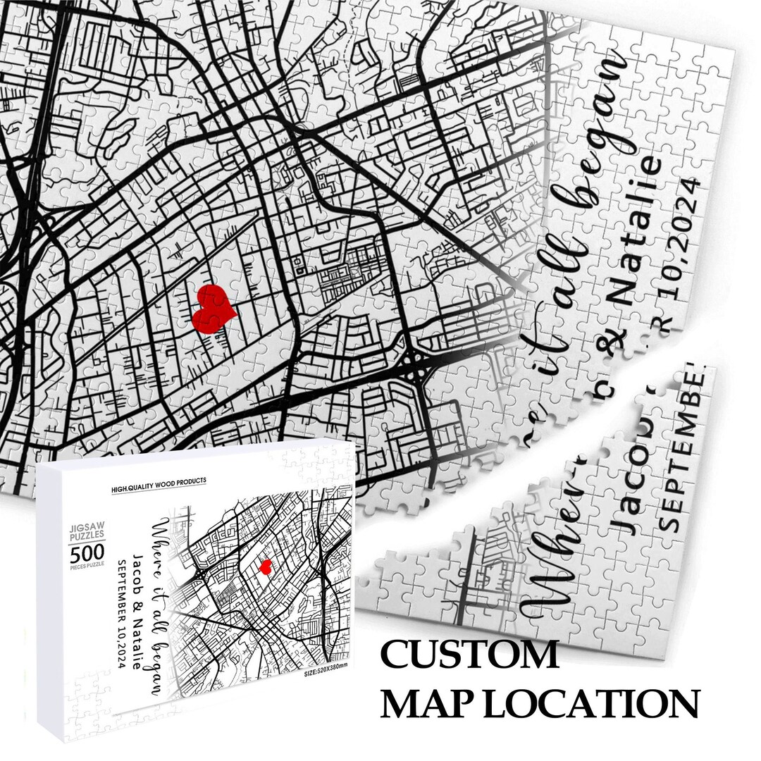 Custom Map Jigsaw Puzzle,where It All Began Puzzle,personalized Couple ...
