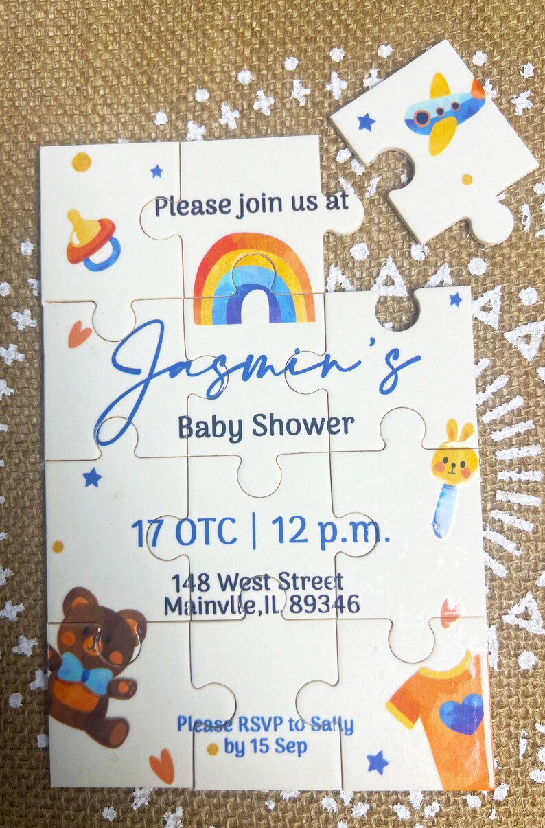 Personalized Invitation Puzzles,party Invite Puzzle,baby Shower,kids ...