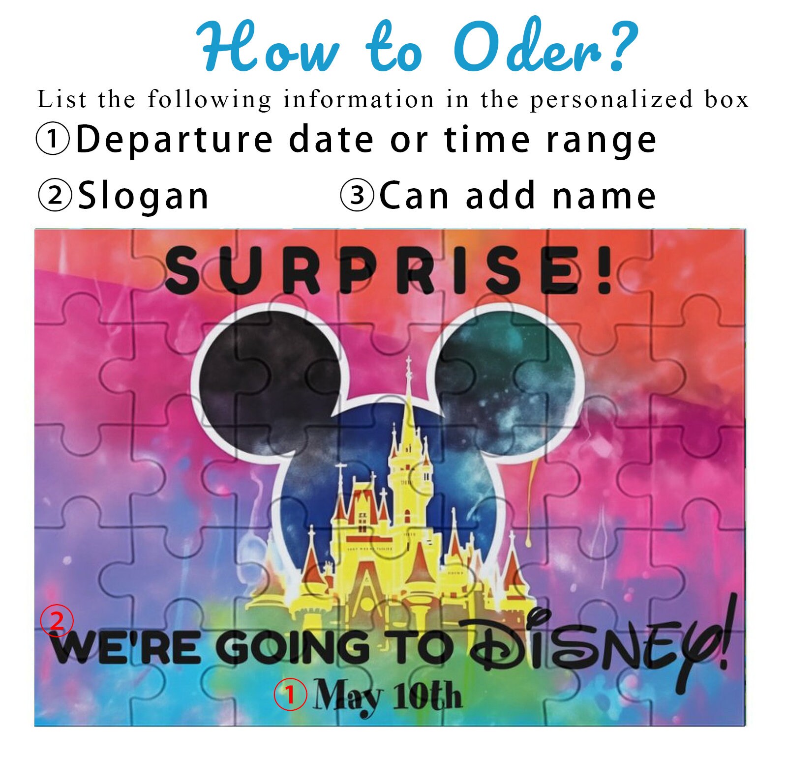 Personalized Surprise Disney Trip Puzzle,we're Going to Disney Jigsaw ...