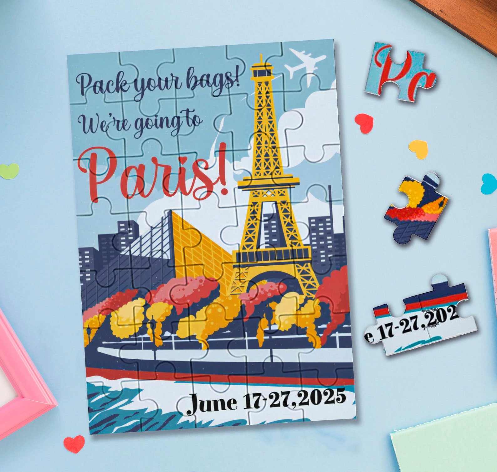 Paris Surprise Reveal Puzzle,personalized We're Going to Paris,france ...