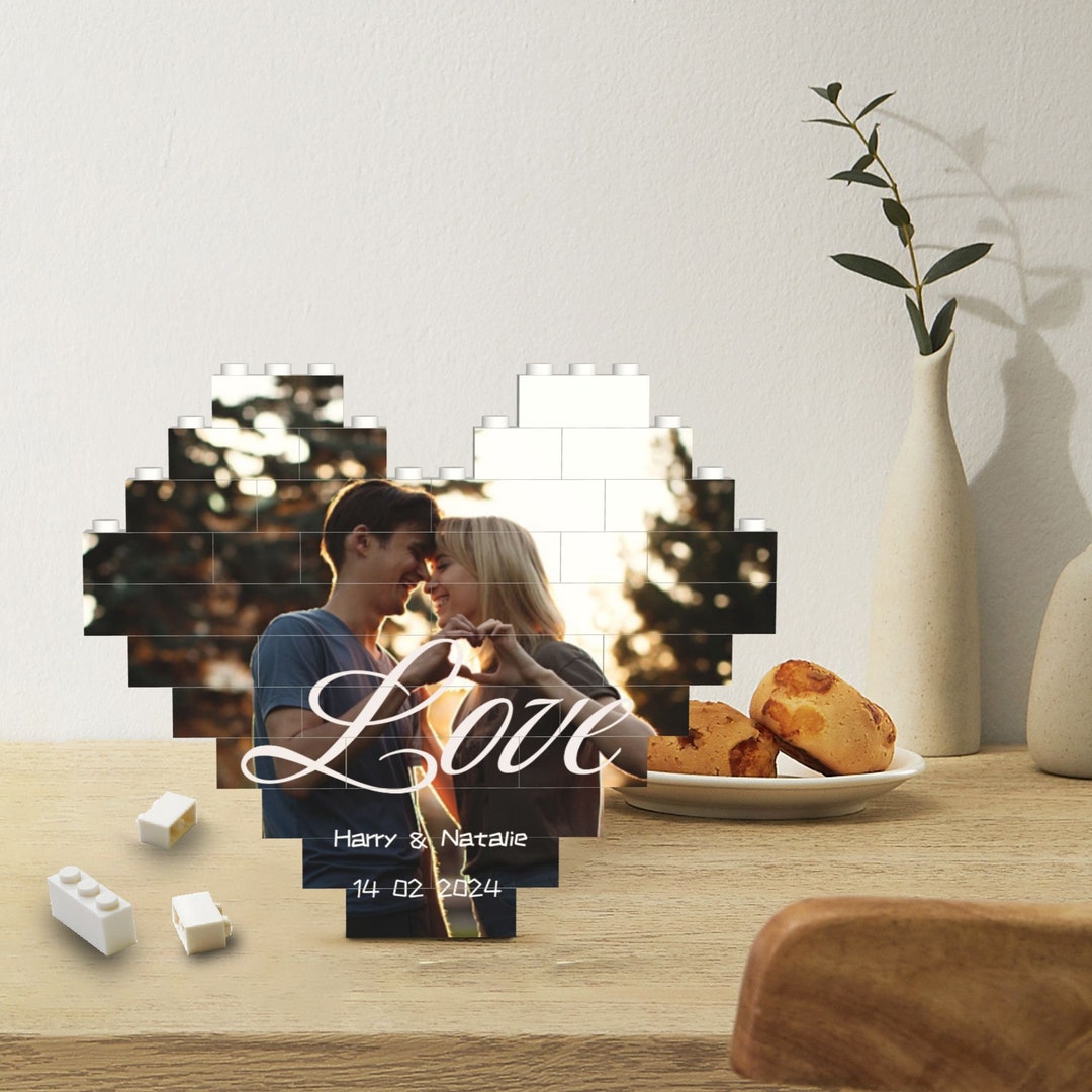 Personalized Photo Block Puzzle: Heart Keepsake Gift - Etsy