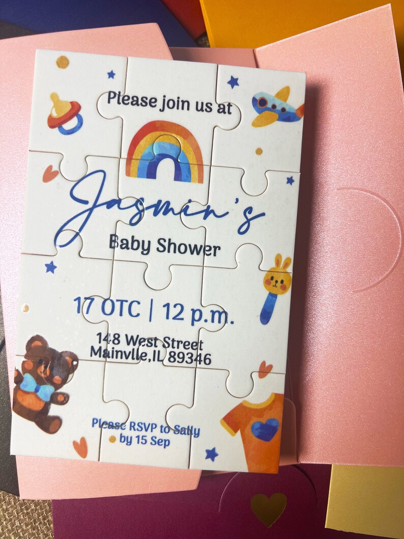Personalized Invitation Puzzles,party Invite Puzzle,baby Shower,kids ...