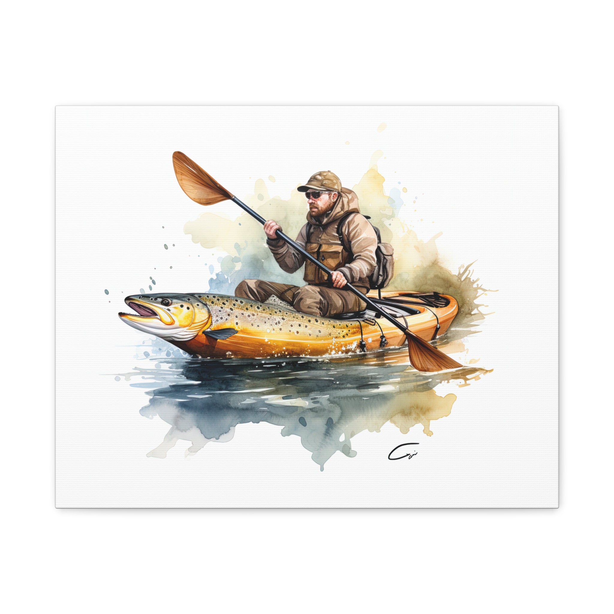 Troutayak A German Brown Trout Kayak Adventure on Canvas - Etsy
