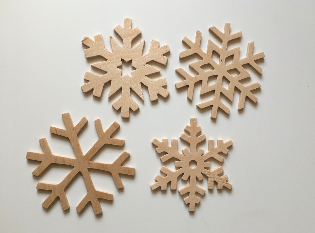 Wooden Snowflake Christmas Decor Set Handcrafted Holiday Decorations ...