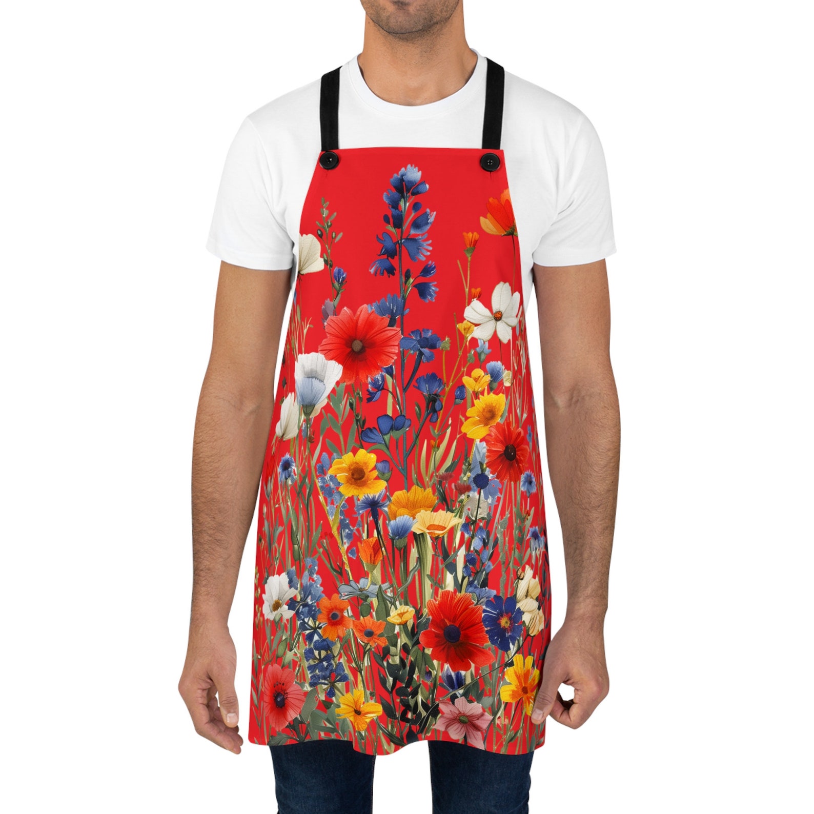 Apron (AOP), Apron With Flowers, Flowered Apron, Colorful Apron, Bright ...