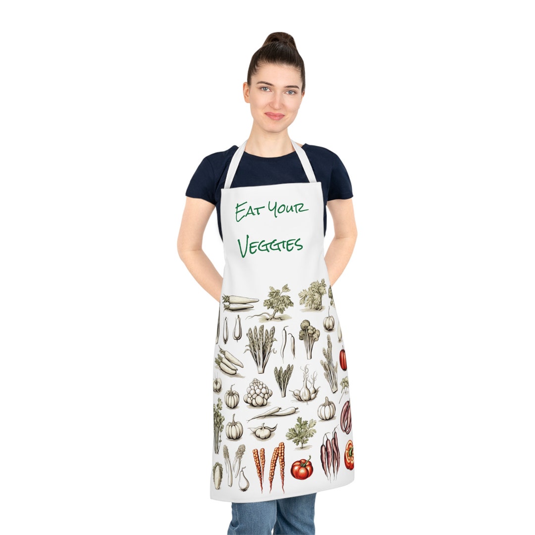 Adult Apron (AOP), Eat Your Veggies Apron, Veggie Apron, Cooking Apron ...