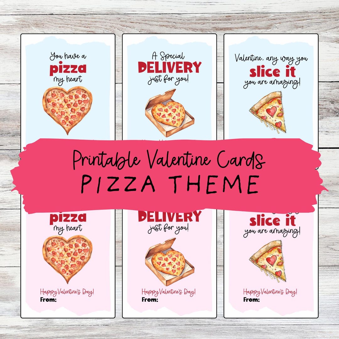Pizza Printable Valentine Cards - Etsy