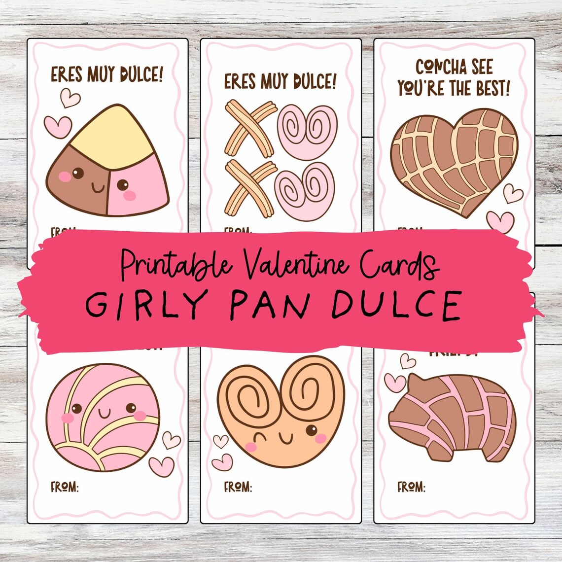 Pan Dulce/sweet Bread Printable Valentine Cards - Etsy