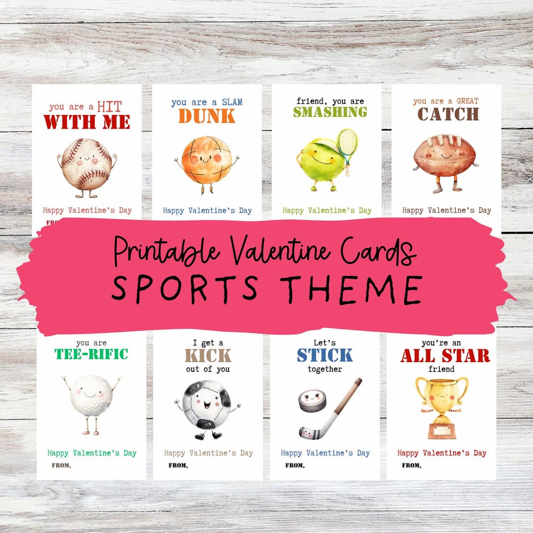 Cute Sports Printable Valentine Cards - Etsy