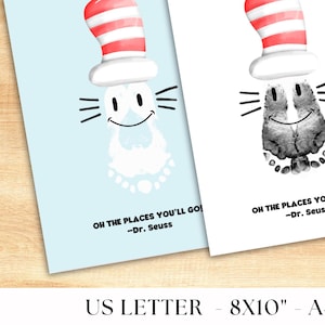 The Cat in the Hat Footprint Art, Read Across America Craft Ideas, Dr ...