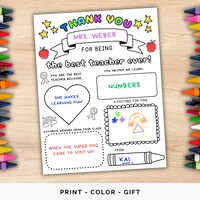Printable Teacher Appreciation Week Gift, All About My Teacher, End of ...