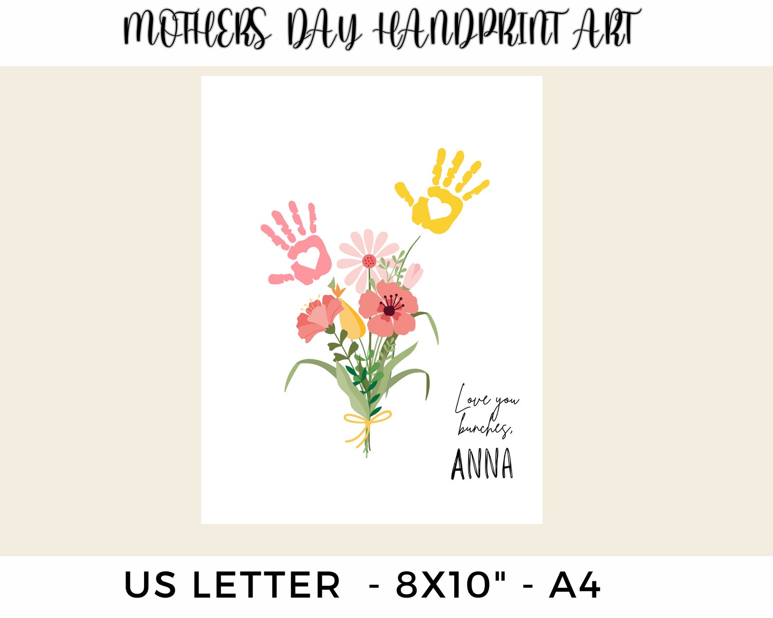 Mothers Day Handprint Art Printable, Mothers Day Gift Handprint Craft ...