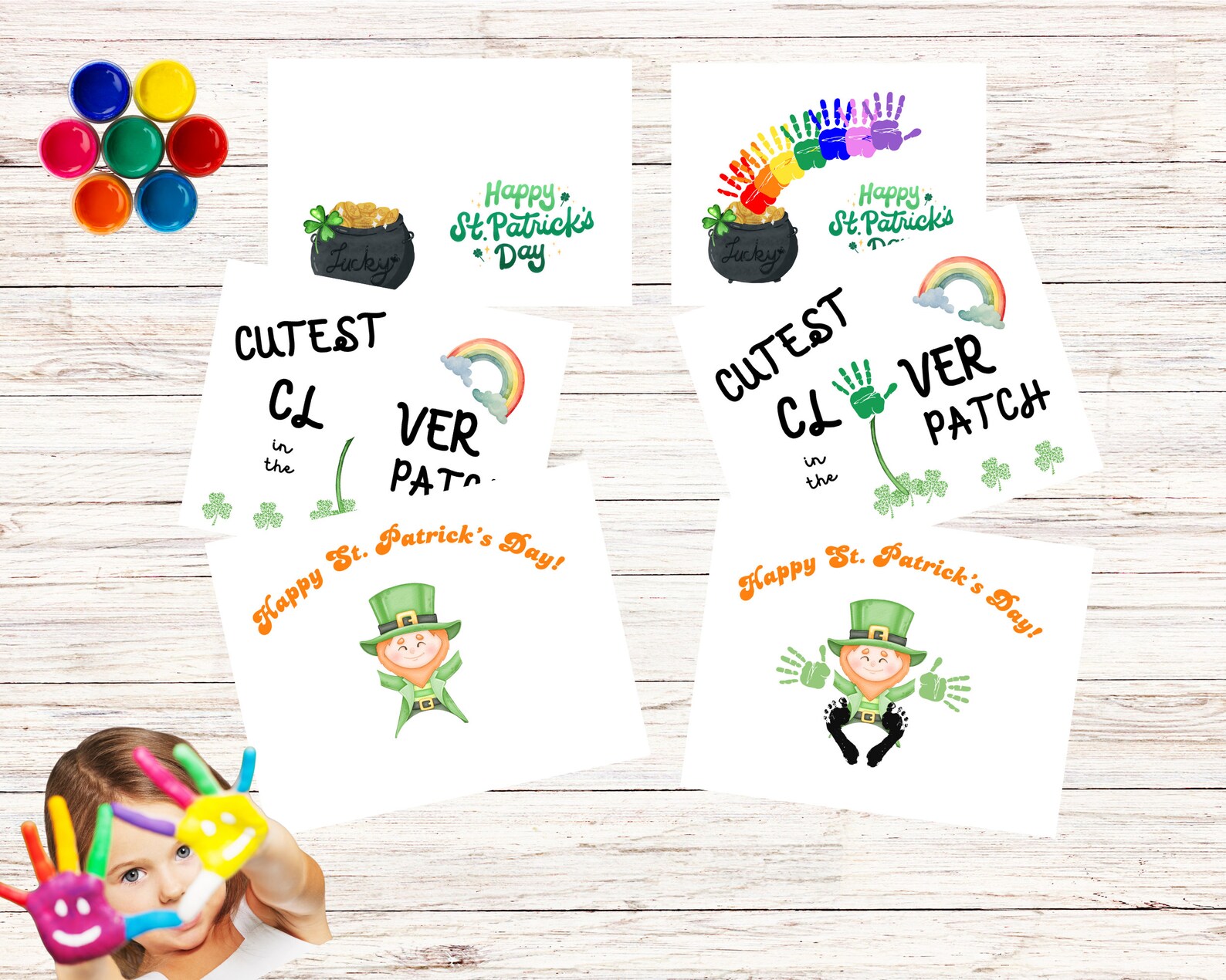 St Patricks Day Handprint Art Bundle, St Patricks Day Toddler Craft, St ...