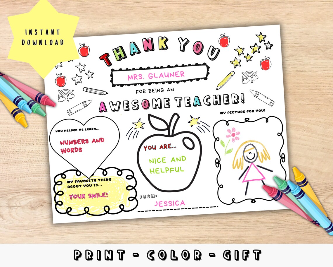 Teacher Appreciation Week Printable, All About My Teacher, Teacher ...