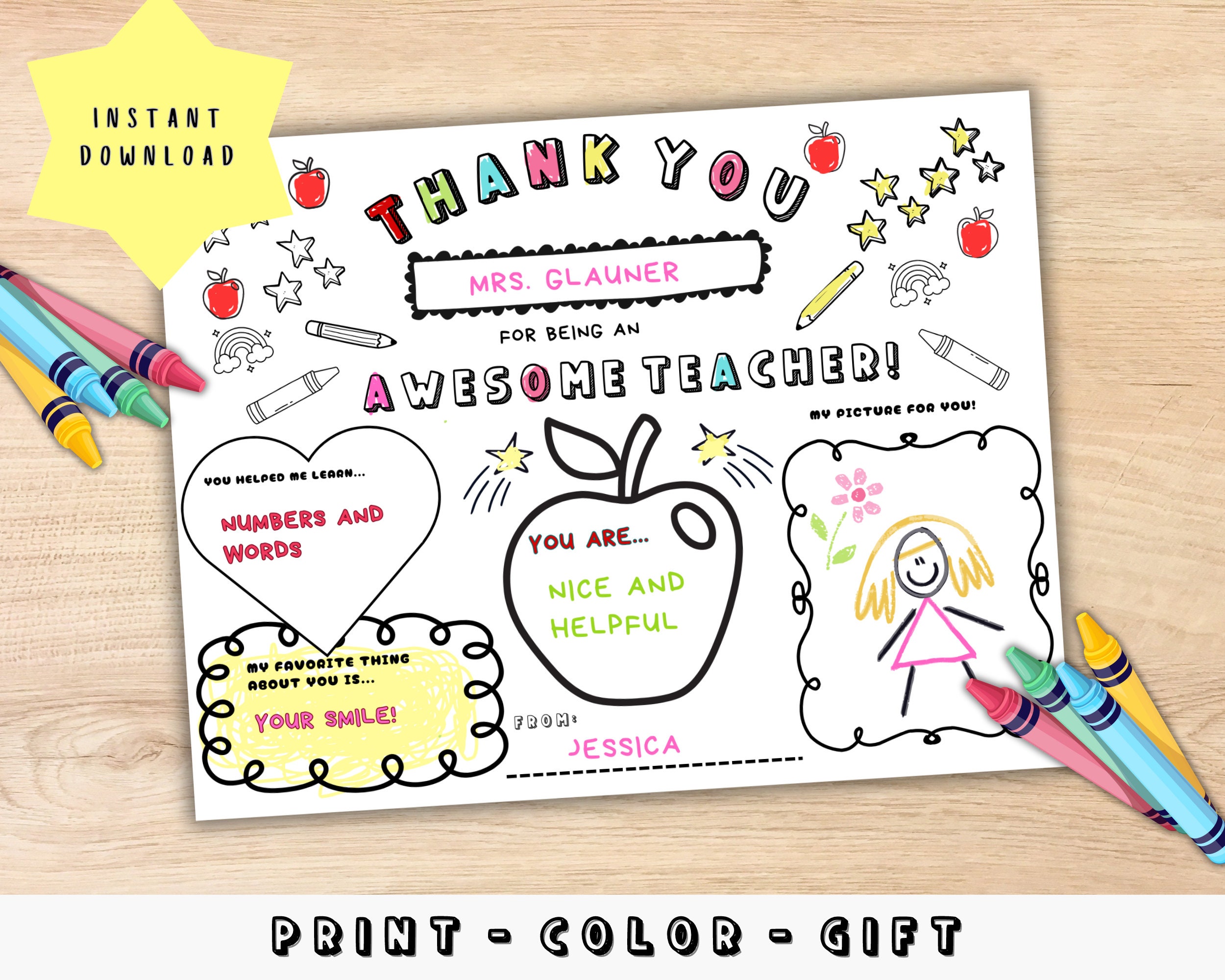 Teacher Appreciation Week Printable All About My Teacher Teacher ...