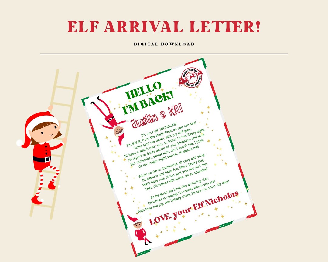 EDITABLE Elf is Back Letter Elf Arrival Letter From the Desk - Etsy ...