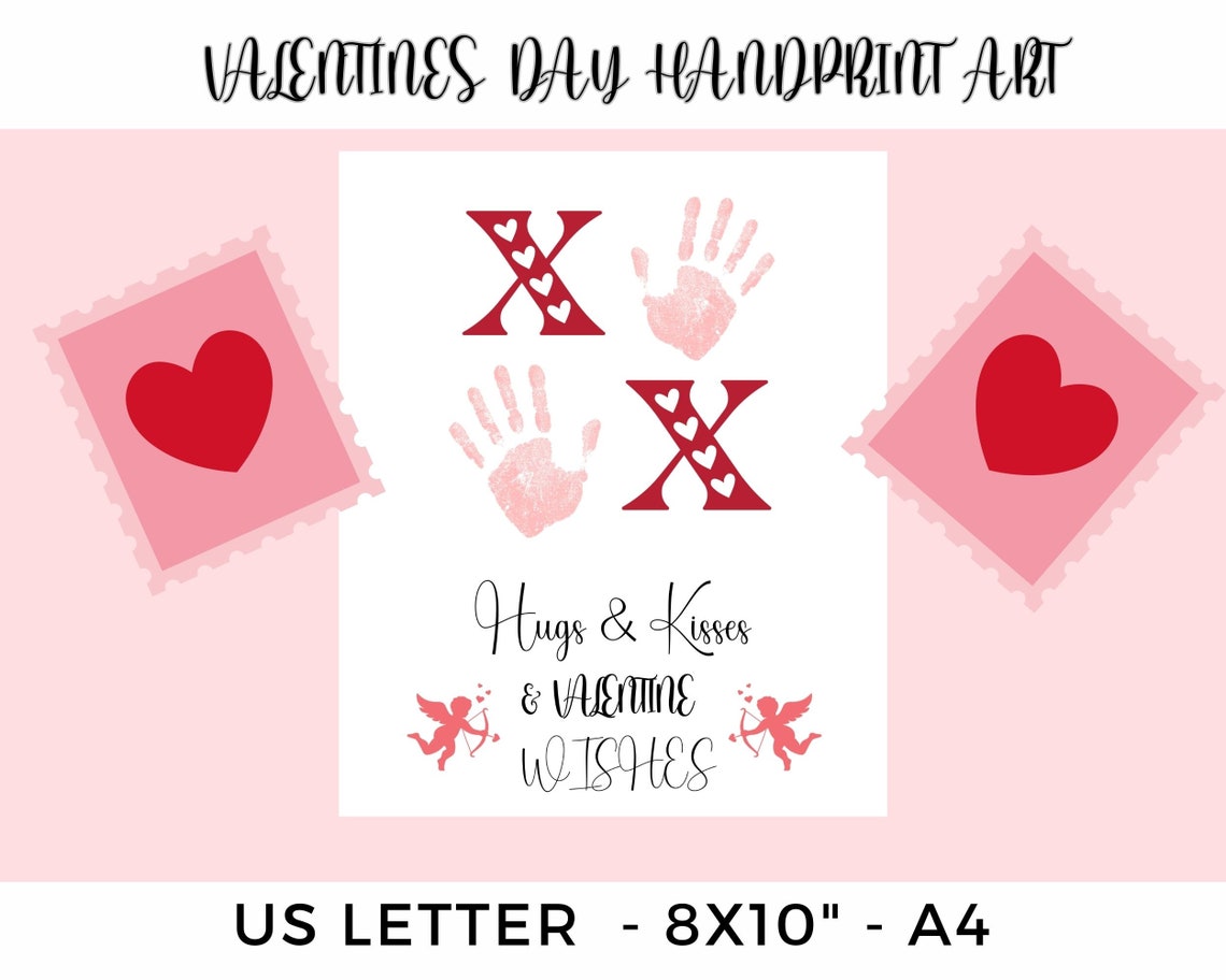 PRINTABLE Valentines Day Handprint Art Craft for Kids, Keepsake Art ...