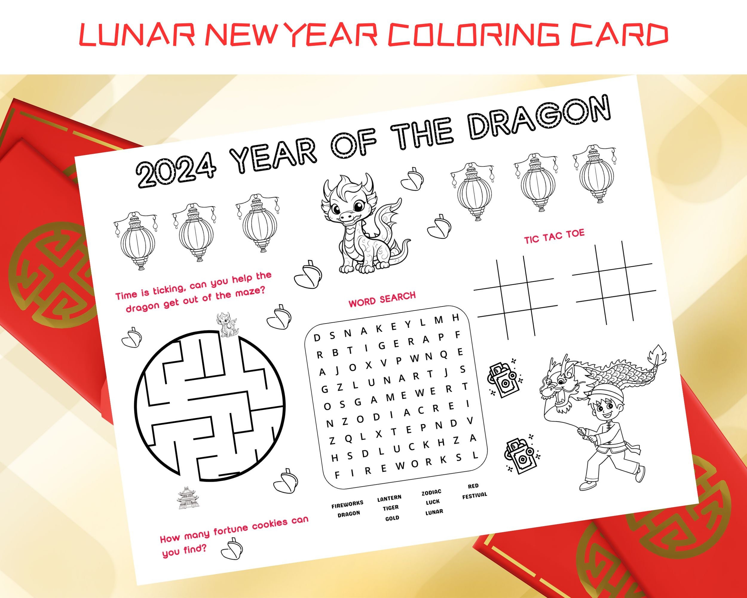 Printable Lunar New Year Activity Mat, Chinese New Year Kindergarten ...