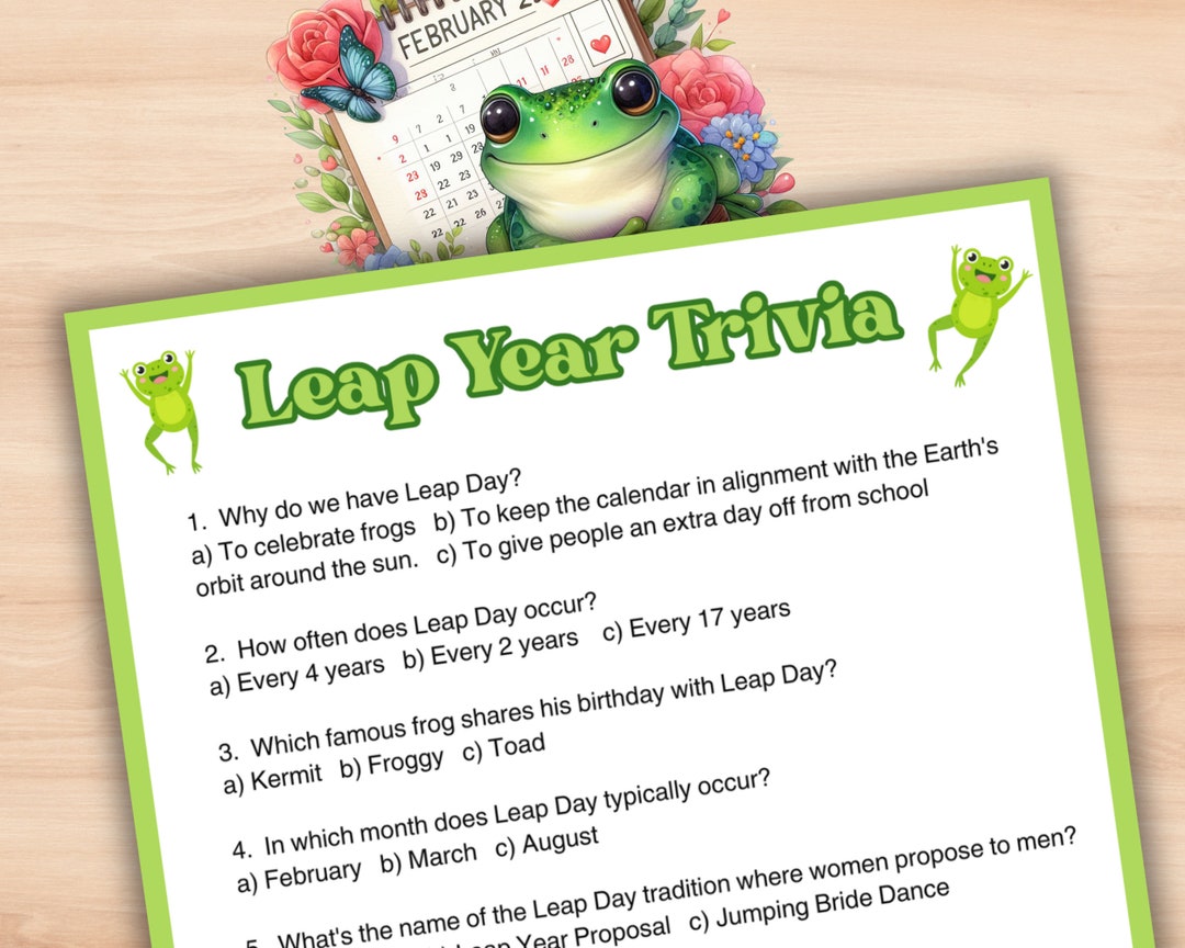 Leap Year Trivia Game Printable, Leap Day Birthday Party Idea, Game for ...
