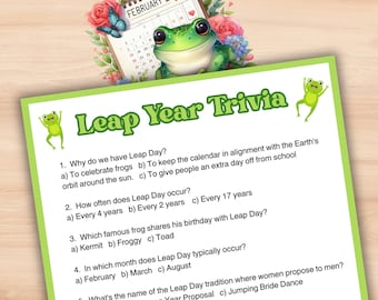 Leap Year Trivia Game Printable, Leap Day Birthday Party Idea, Game for ...