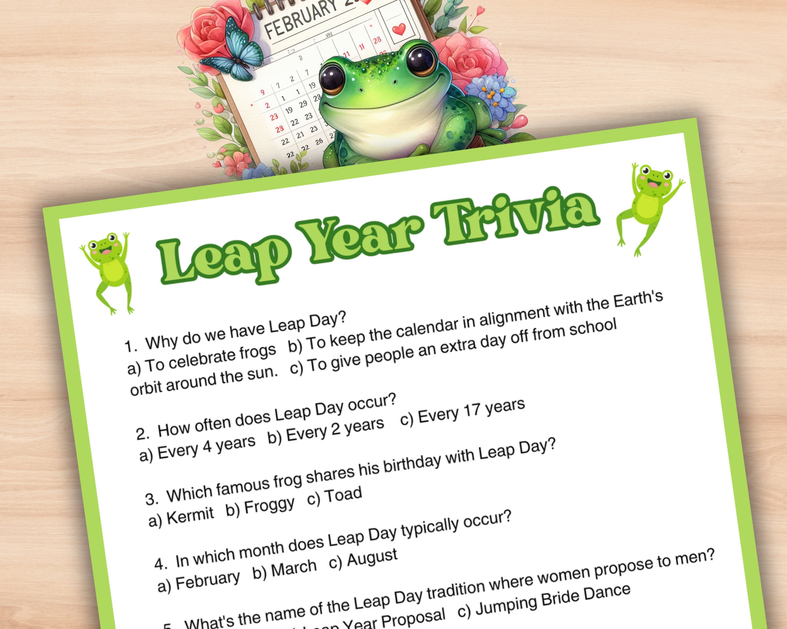 Leap Year Trivia Game Printable, Leap Day Birthday Party Idea, Game for ...