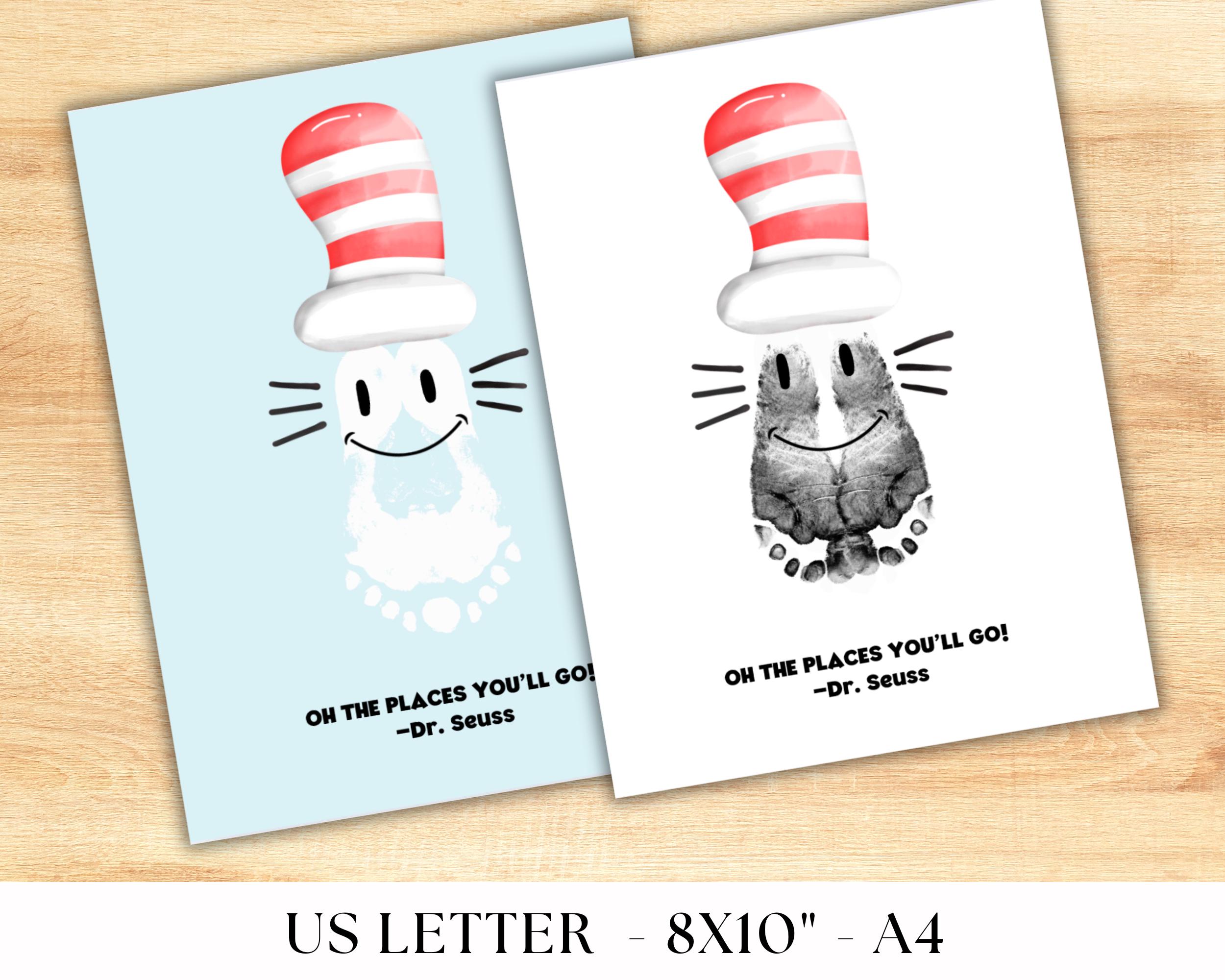 The Cat in the Hat Footprint Art, Read Across America Craft Ideas, Dr ...