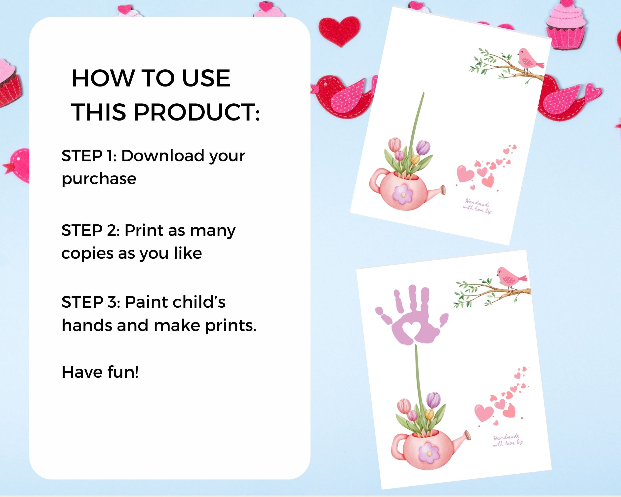 Mothers Day Handprint Art Printable, Mothers Day Gift for Grandmom ...