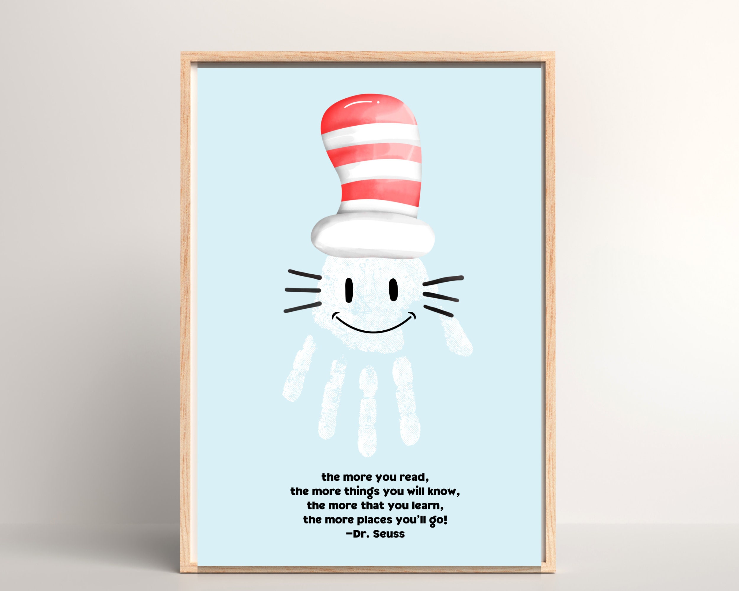 The Cat in the Hat Handprint Art, Read Across America Craft Ideas, Dr ...