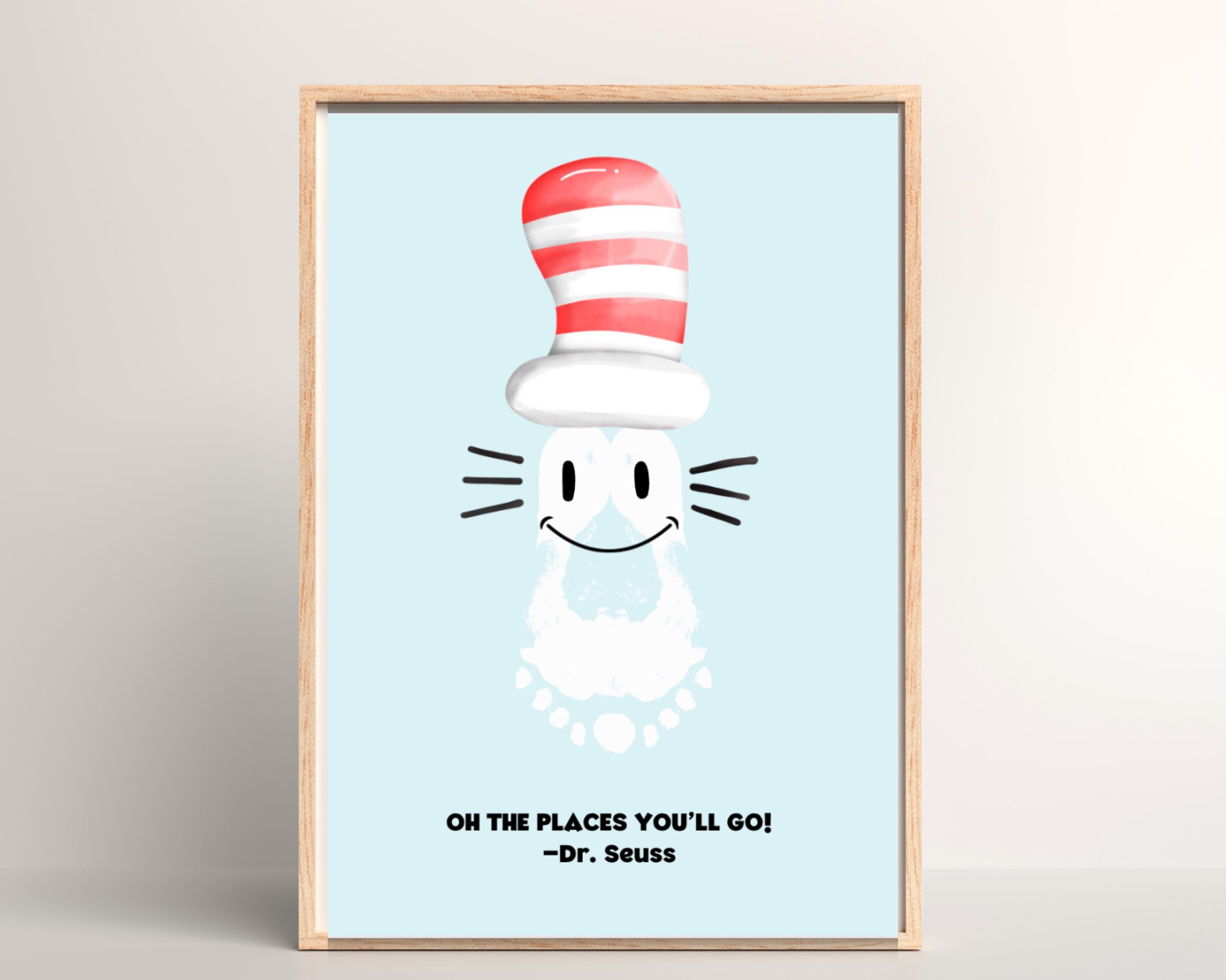 The Cat in the Hat Footprint Art, Read Across America Craft Ideas, Dr ...