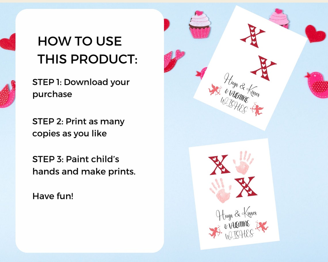 PRINTABLE Valentines Day Handprint Art Craft for Kids, Keepsake Art ...