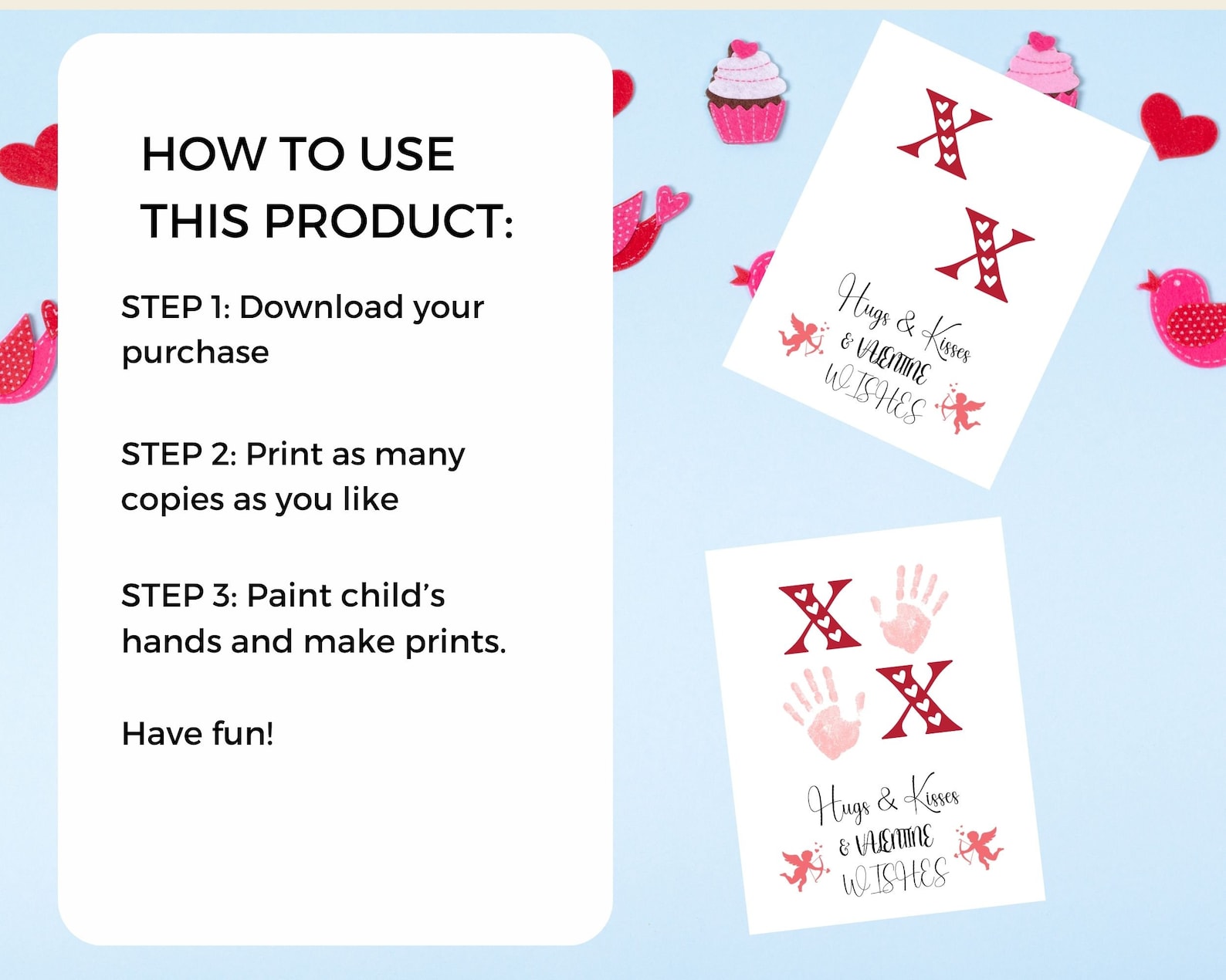PRINTABLE Valentines Day Handprint Art Craft for Kids, Keepsake Art ...