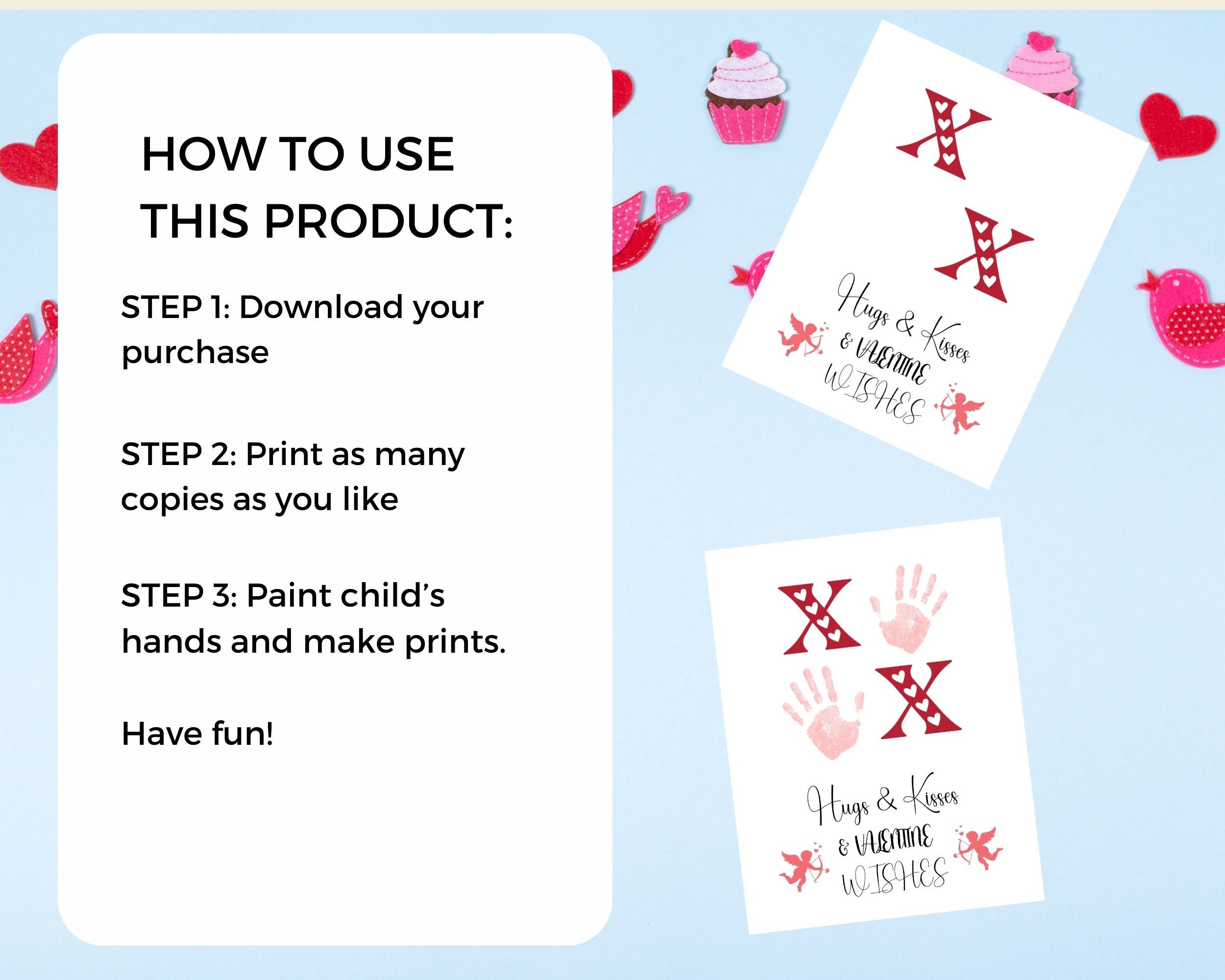 PRINTABLE Valentines Day Handprint Art Craft for Kids, Keepsake Art ...