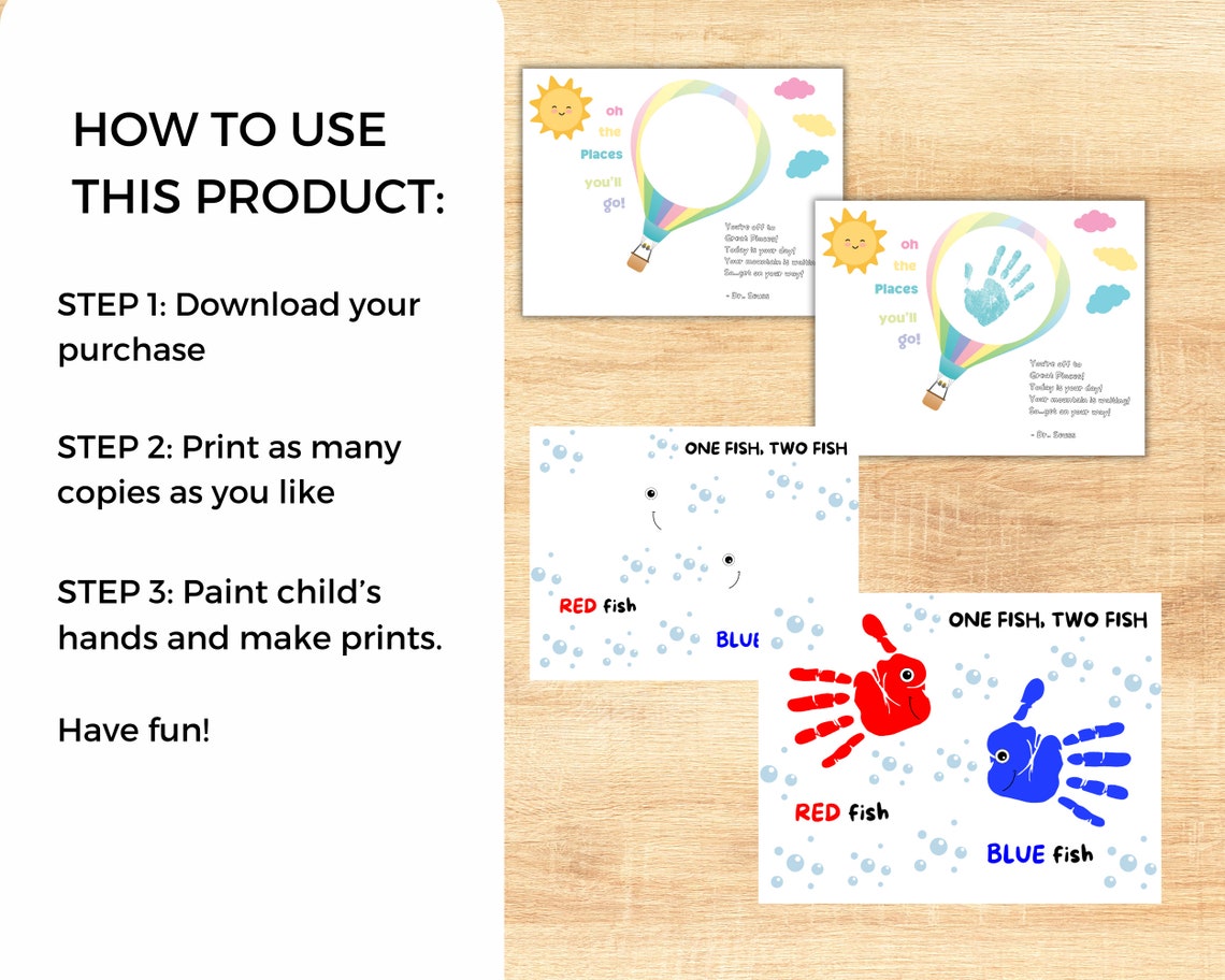 Dr. Seuss Handprint Art Craft, Read Across America Craft, Red Fish Blue ...