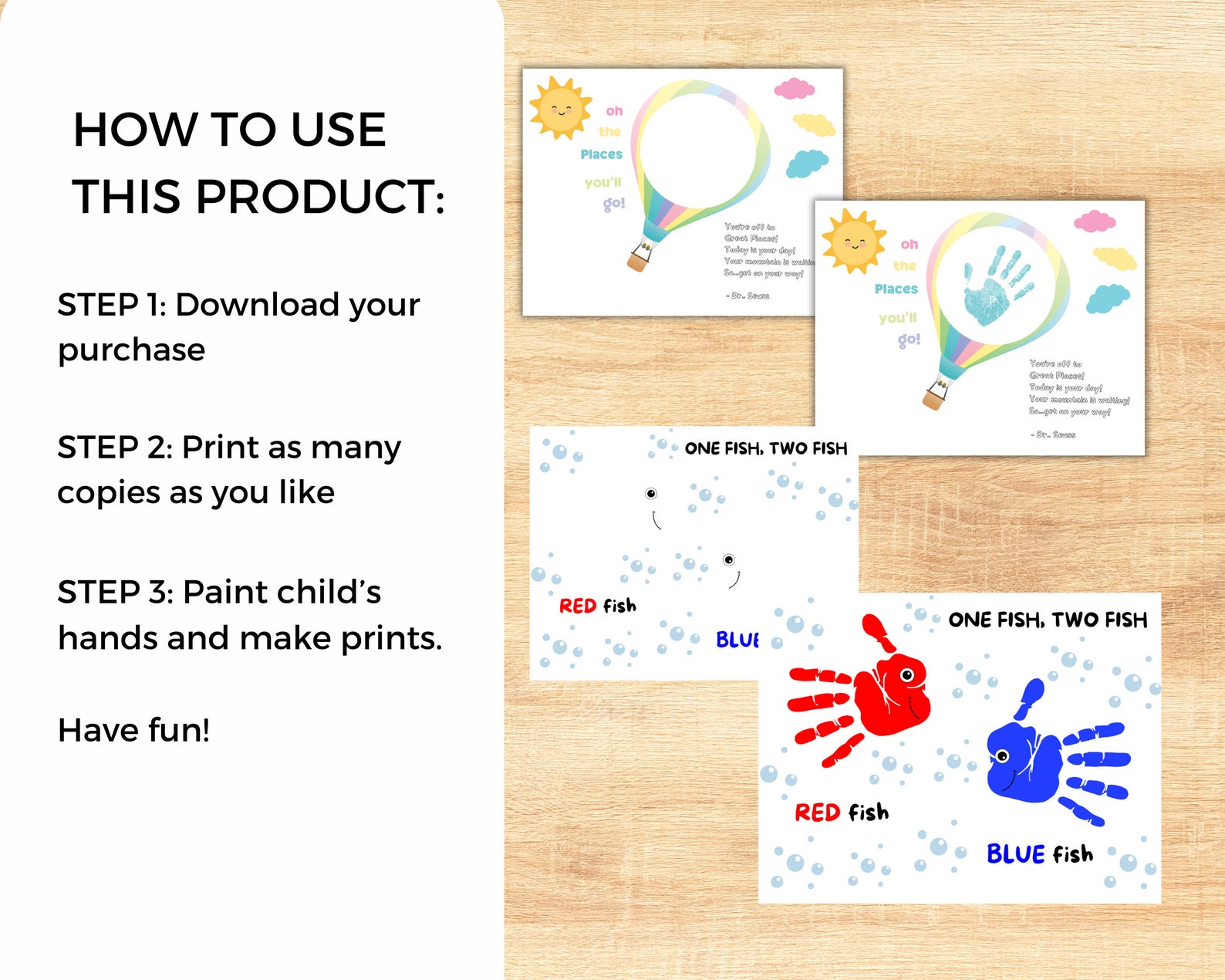 Dr. Seuss Handprint Art Craft, Read Across America Craft, Red Fish Blue ...