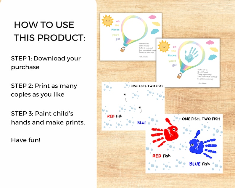 Dr. Seuss Handprint Art Craft, Read Across America Craft, Red Fish Blue ...