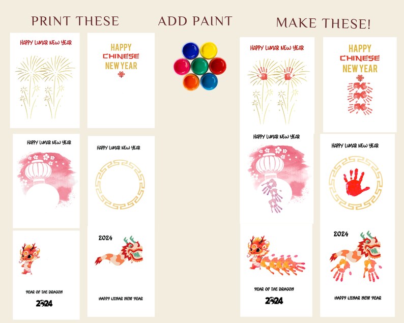 Lunar New Year Handprint Craft Bundle, Chinese New Year Handprint Art ...